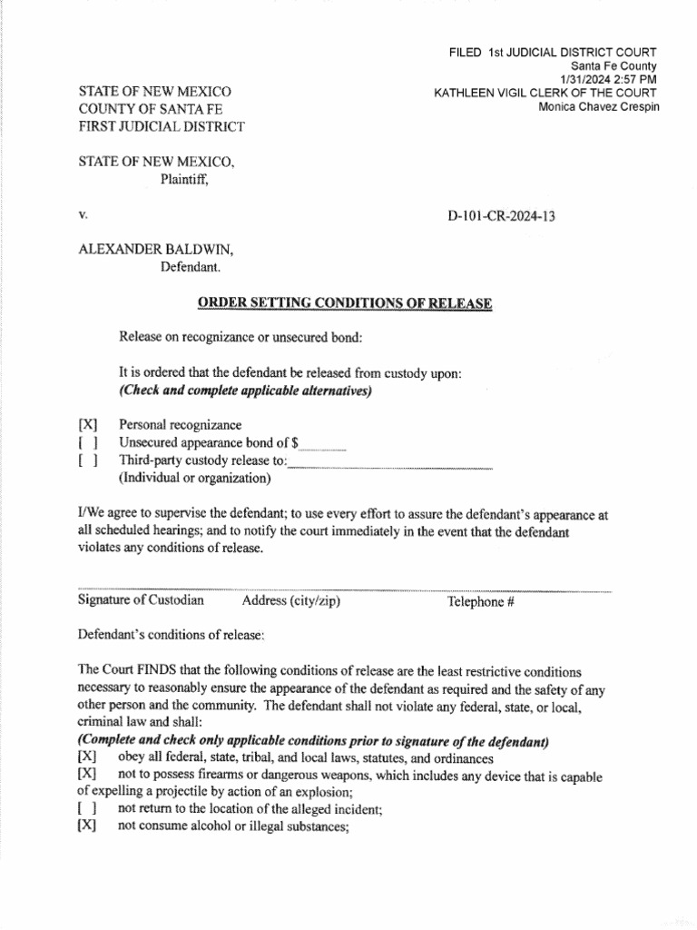 Order Setting Conditions of Release | PDF