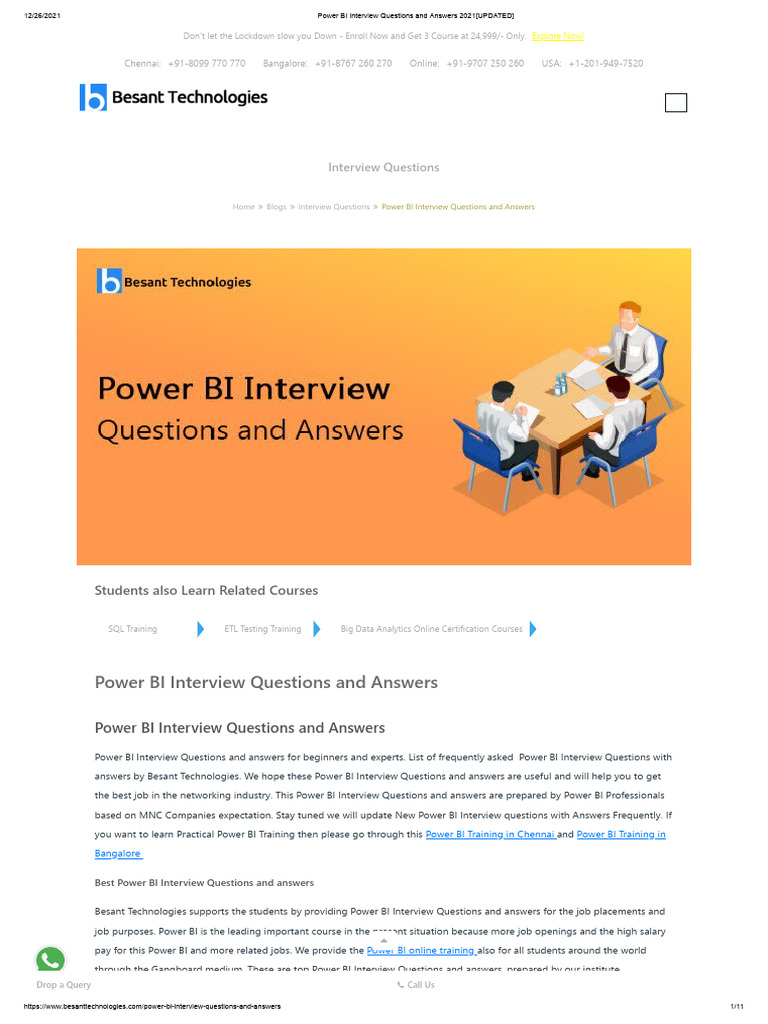 Power BI Interview Questions and Answers 2021 (UPDATED) | PDF ... Power BI Interview Questions and Answers 2021 (UPDATED) | PDF ...