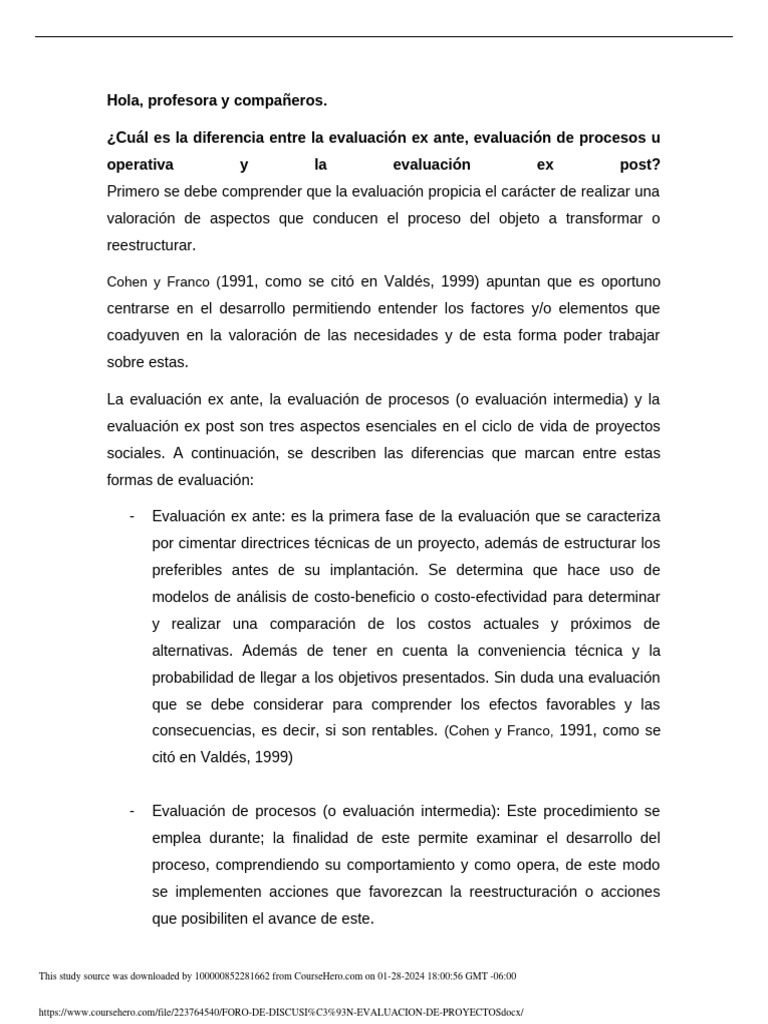 Foro de Discusi N Evaluacion de Proyectos | PDF | Evaluación | Toma de decisiones