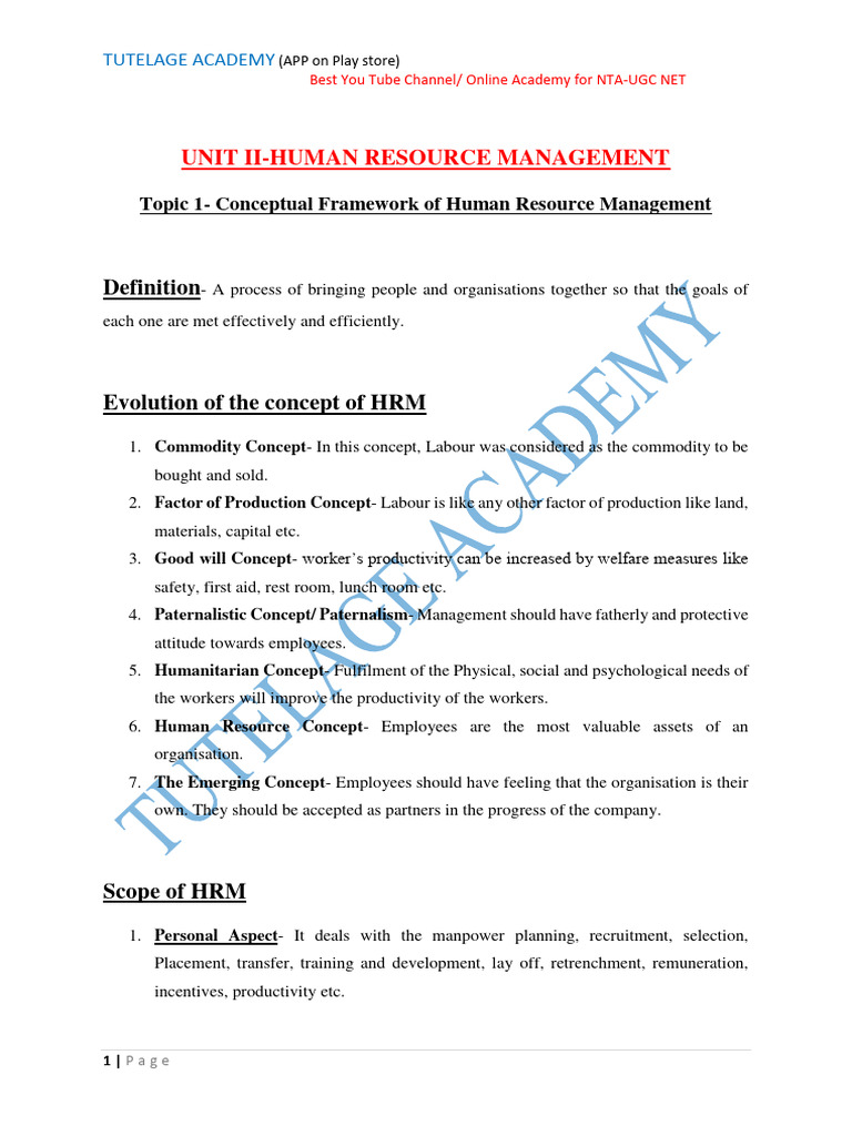 Conceptual Framework of HRM Explained | PDF | Career & Growth | Business