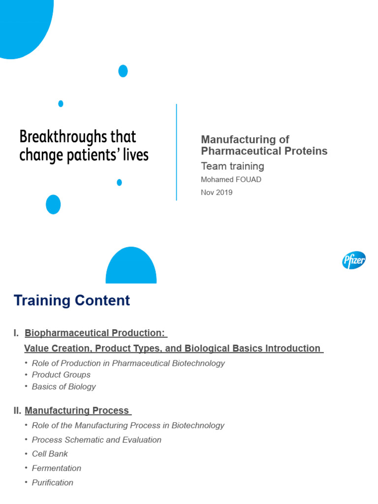 Biopharmaceutical Protein Manufacturing Training | PDF