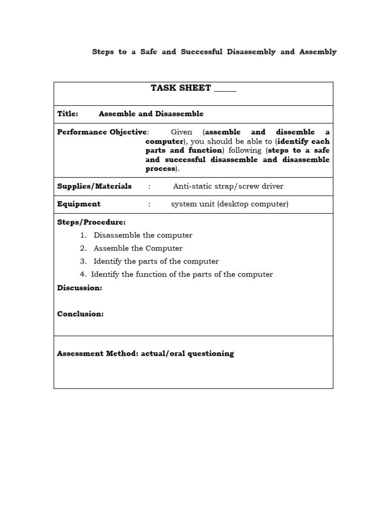 Steps To A Safe and Successful Disassembly and Assembly | PDF