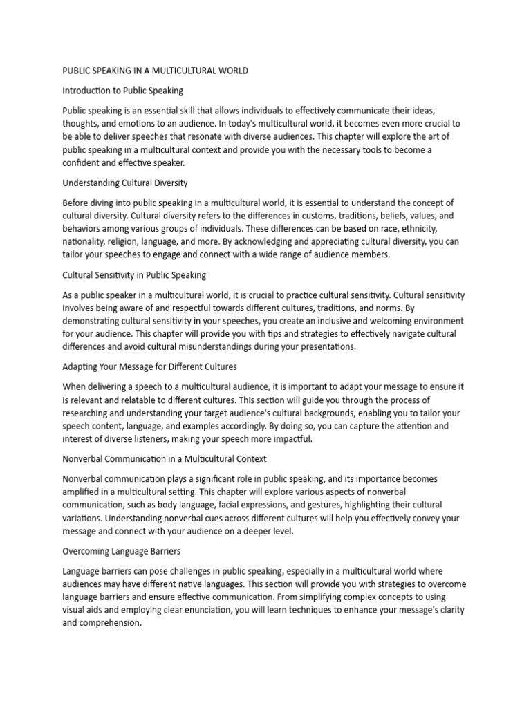A3 Public Speaking in A Multicultural World | PDF | Public Speaking ...