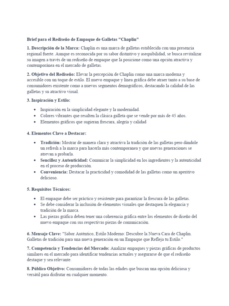 Galletas CHAPLIN - Rediseño de Empaque | PDF