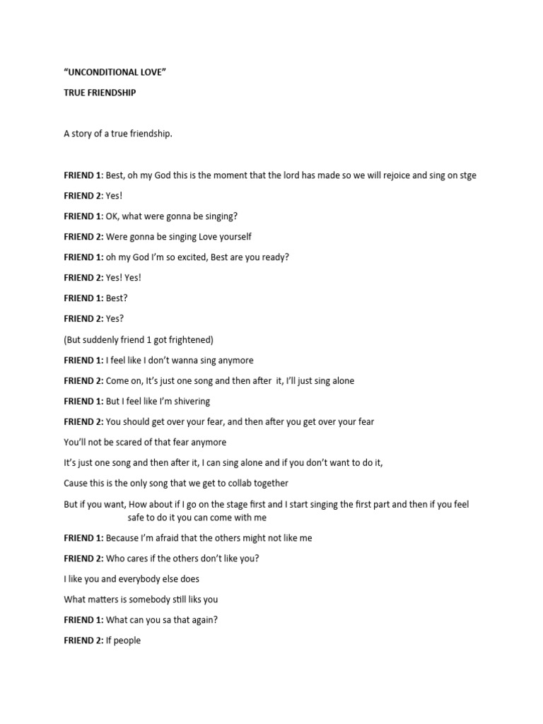 UNCONDITIONAL LOVE Script | PDF