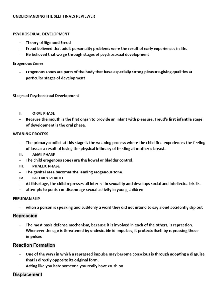 Understanding The Self Finals Reviewer | PDF | Self-Improvement