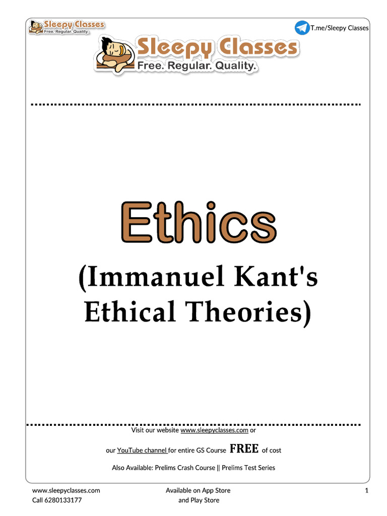 Immanuel Kants Ethical Theories | PDF | Immanuel Kant | Philosophical Theories