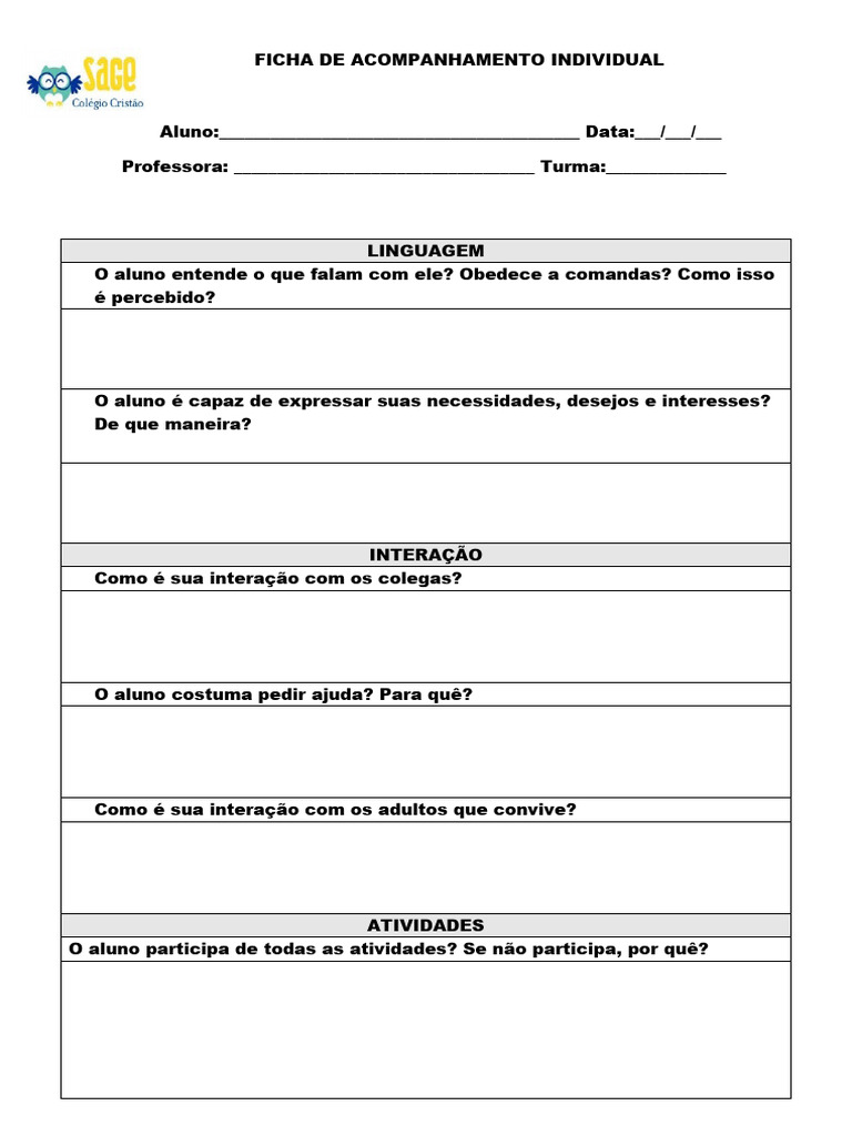 Aee-Ficha de Acompanhamento Individual | PDF Aee-Ficha de Acompanhamento Individual | PDF