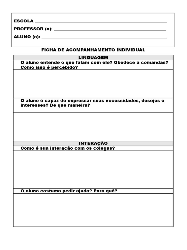 Aee-Ficha de Acompanhamento Individual | PDF Aee-Ficha de Acompanhamento Individual | PDF