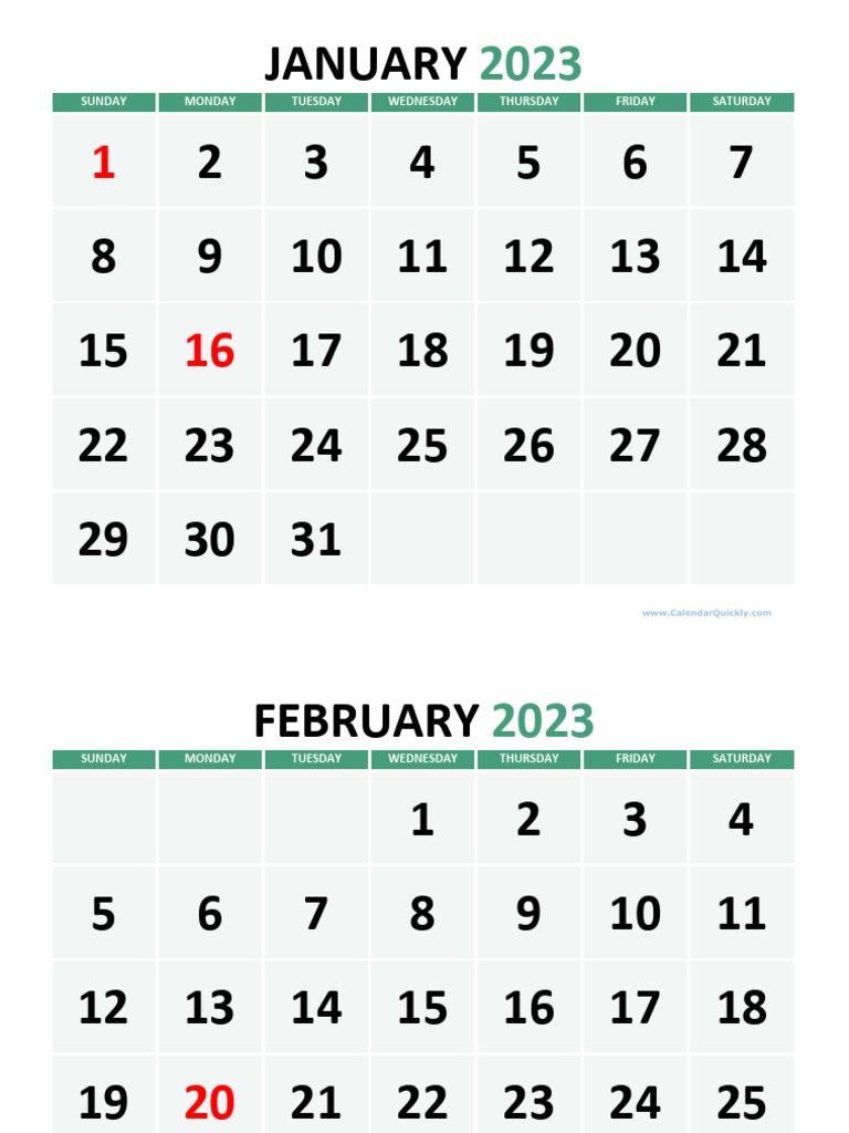 Large 2023 Printable Calendar | PDF