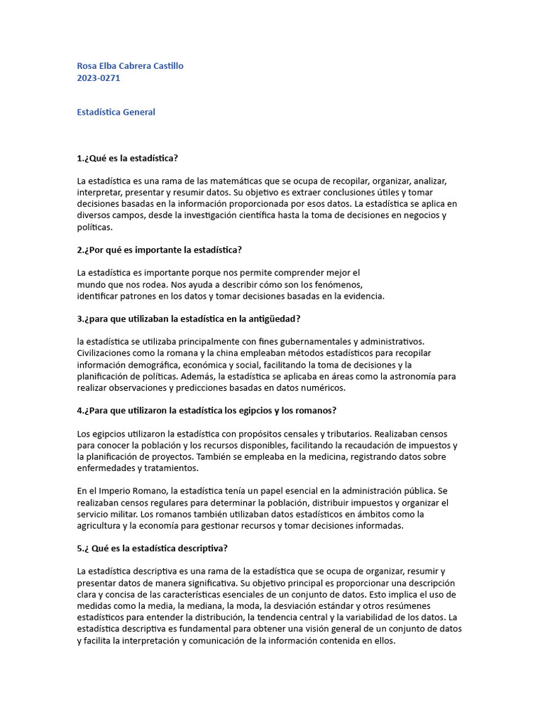 Preguntas de Estadística | PDF