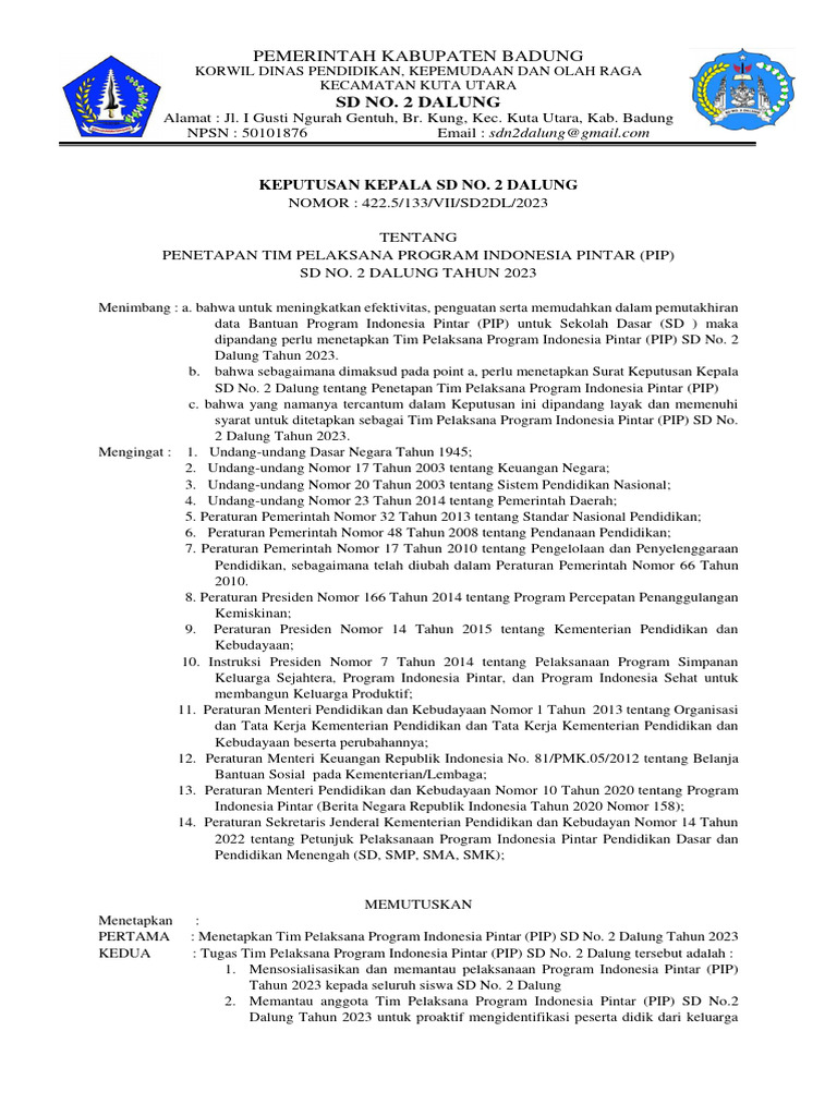 SK Pip Tahun 2023 | PDF