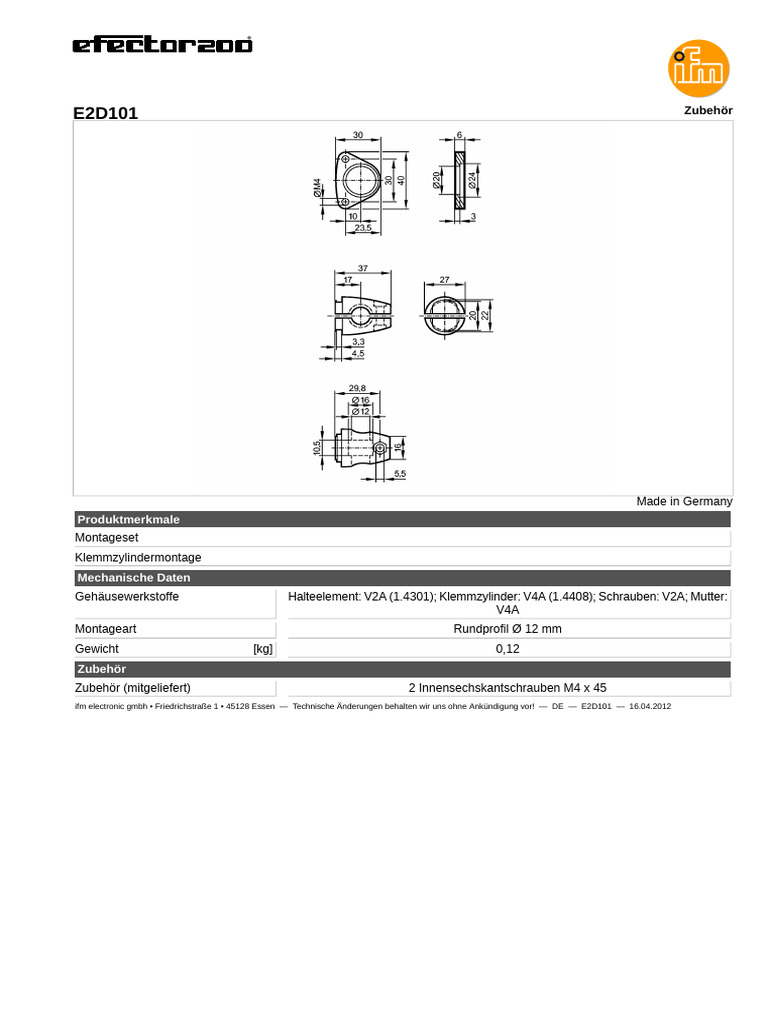suporte sensor laser IFM_KIT_E2D101 | PDF