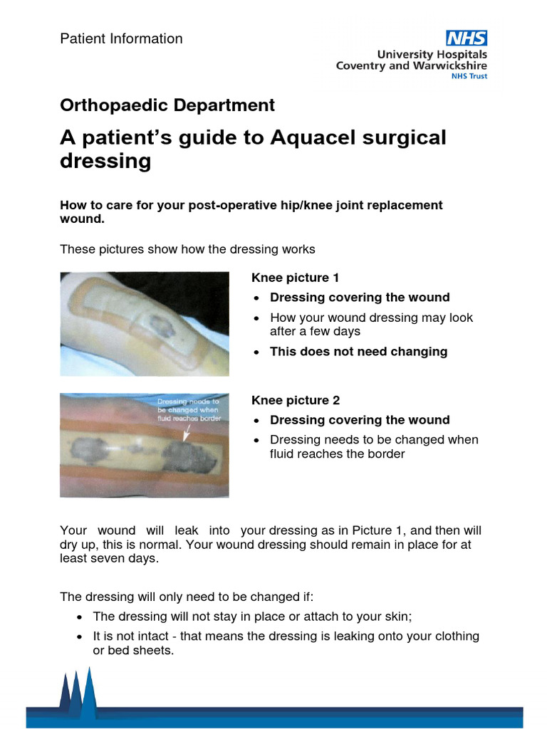 A Patient's Guide To Aquacel Surgical Dressing (1592) | PDF | Surgery ...