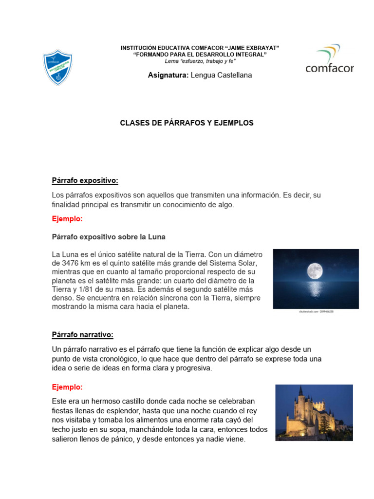 Tipos de Parrafos Q 10 | PDF | Artes del Lenguaje y Comunicación ...