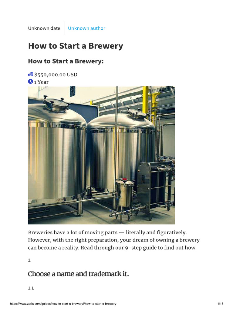 How To Start Brewery - Zarla | PDF How To Start Brewery - Zarla | PDF