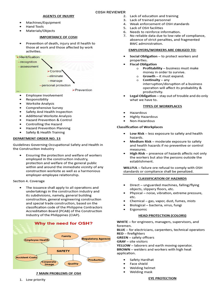 Cosh Reviewer | PDF | Scaffolding | Safety