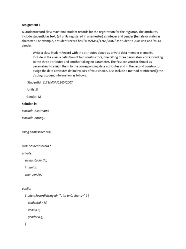 Assignment | PDF | Parameter (Computer Programming) | Constructor (Object Oriented Programming)