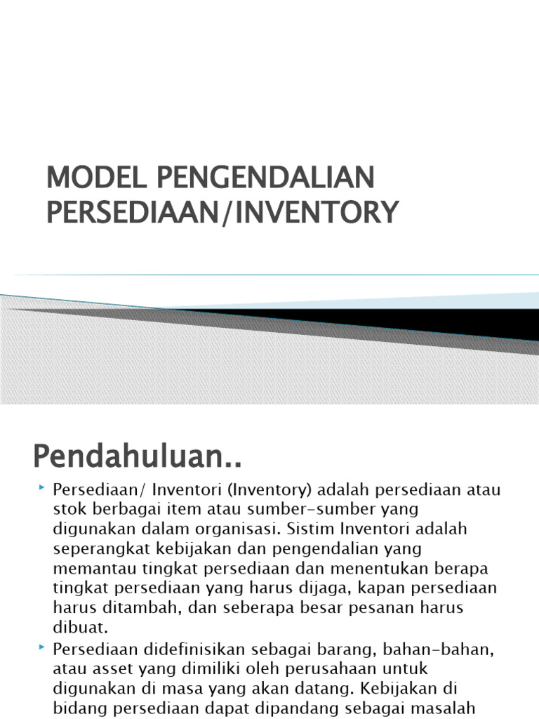 Pengendalian Persediaan (Inventory) | PDF | Pengelolaan Keuangan & Uang ...