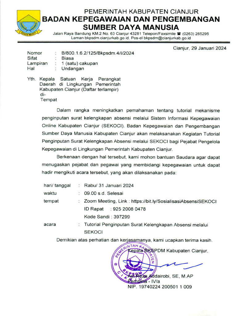 Undangan Zoom Meeting 31jan2024 | PDF