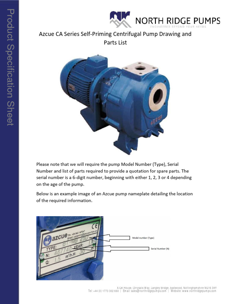 Azcue Bombas seriesCA PartsManual | PDF
