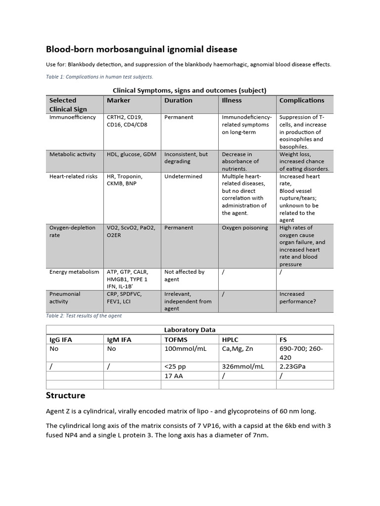 Agent Z Biological Data | PDF | Heart | Immunology