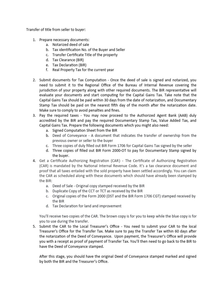 Property Title Transfer Process Guide | PDF | Finance & Money Management