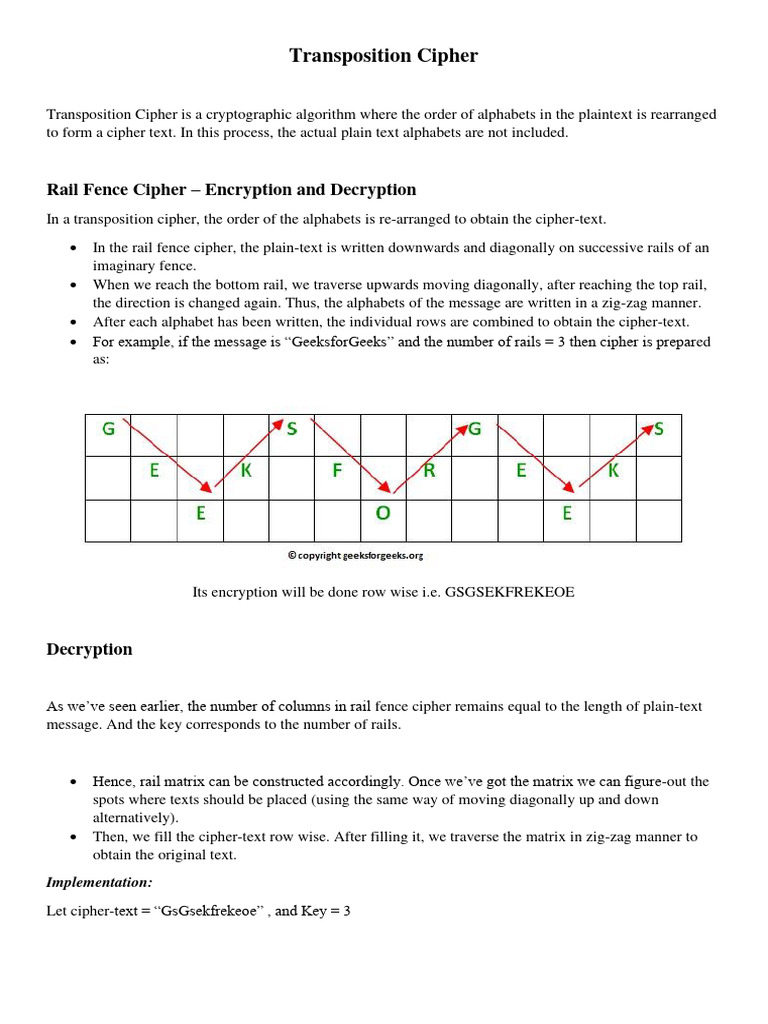 Transposition Cipher | PDF | Computers Transposition Cipher | PDF | Computers