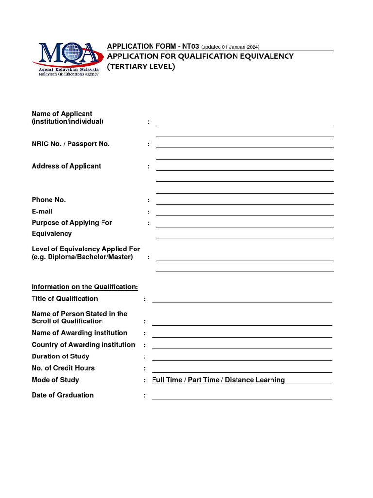 Qualification Equivalency Form | PDF | Career & Growth | Finance & Money Management