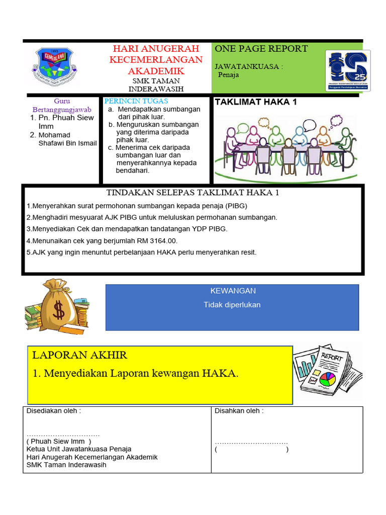 One Page Report Templet HAKA Penaja | PDF