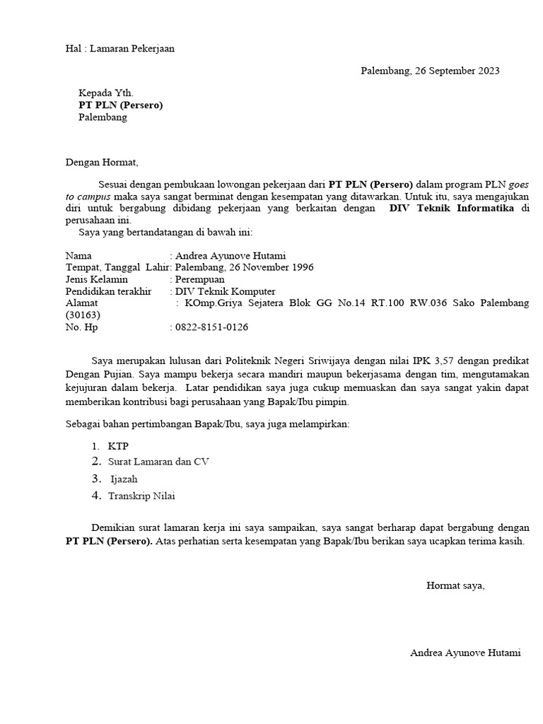 Surat lamaranPT PLN (Persero) | PDF | Kesehatan Holistik