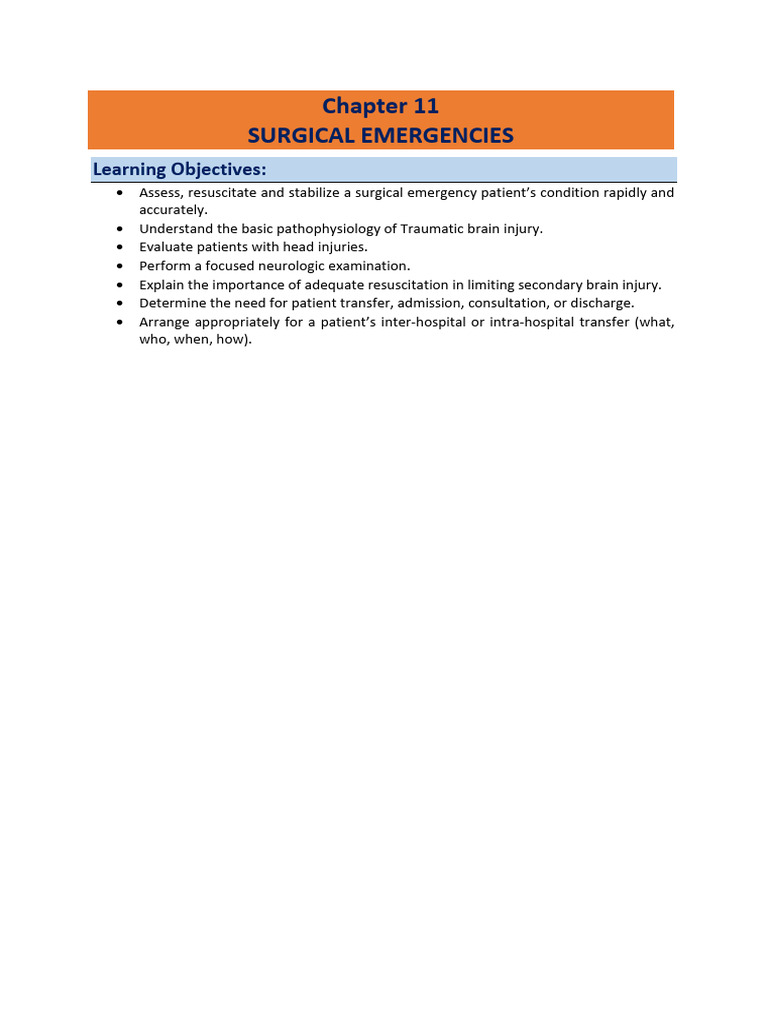 Surgical Emergency Management Guide | PDF | Traumatic Brain Injury | Injury