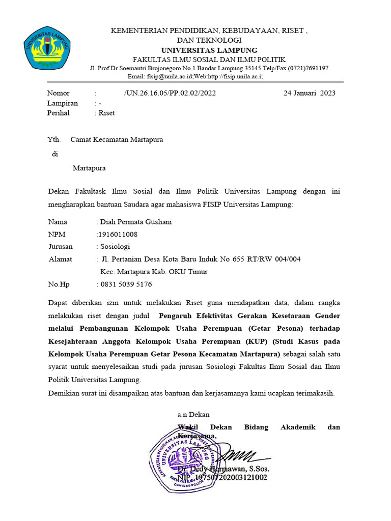 Surat Izin Riset Pdf