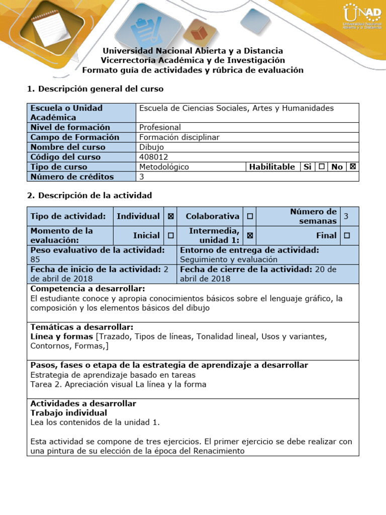 Guia de Actividades y Rubrica de Evaluacion Tarea 2 - Apreciación ...