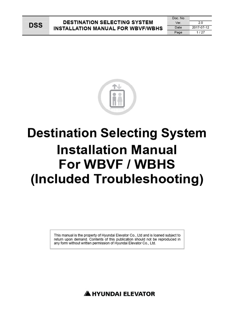 DSS Installation Manual For WBVF Rev2 ENG | PDF | Elevator | Electronics