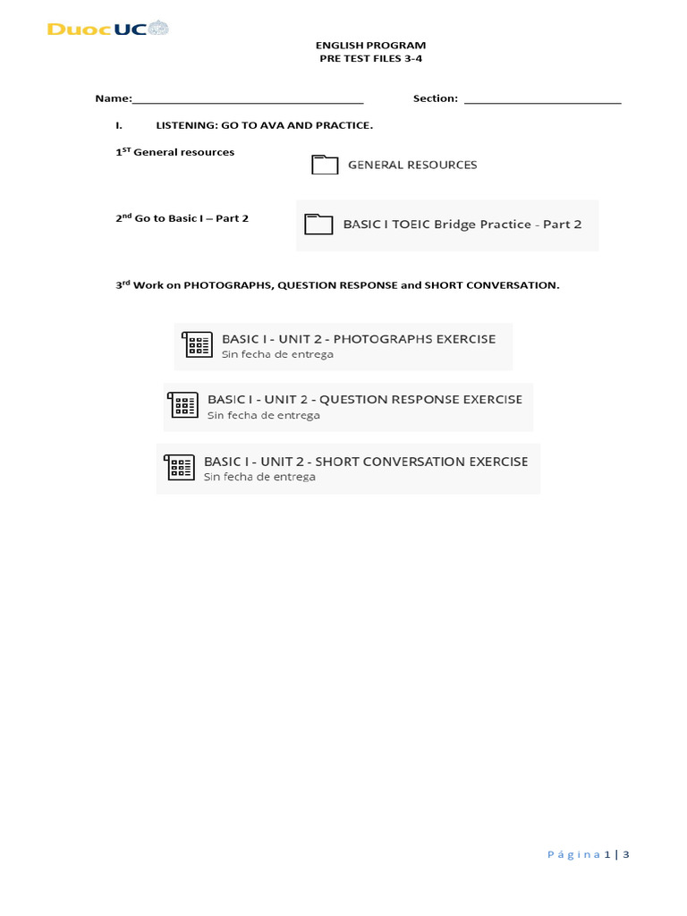 Pre Test Units 1101 3&4 | PDF