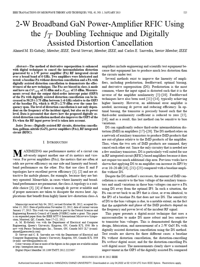 2-W Broadband GaN Power-Amplifier RFIC Using The - F - T - Doubling ...
