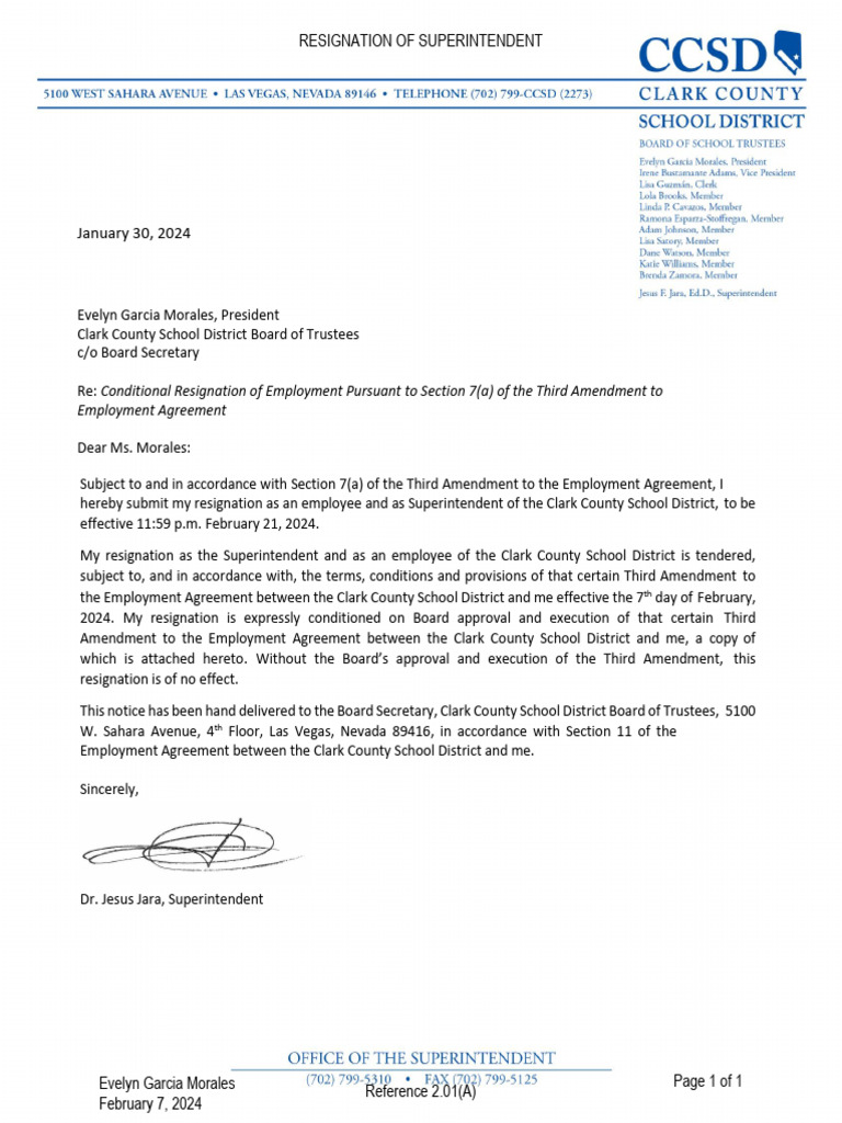 Superintendent Resignation Notice | PDF