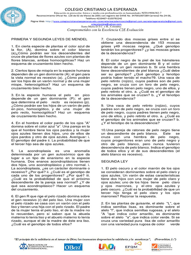 Ejercicios Leyes de Mendel | PDF Ejercicios Leyes de Mendel | PDF
