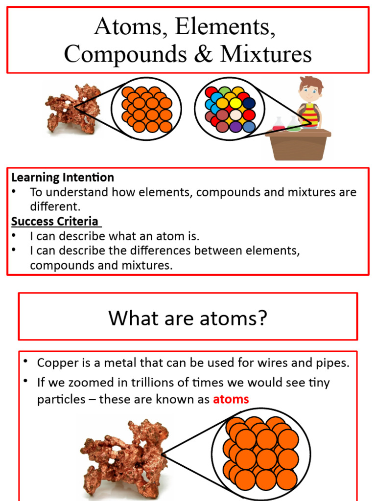 Atoms, Elements, Compounds and Mixtures | PDF