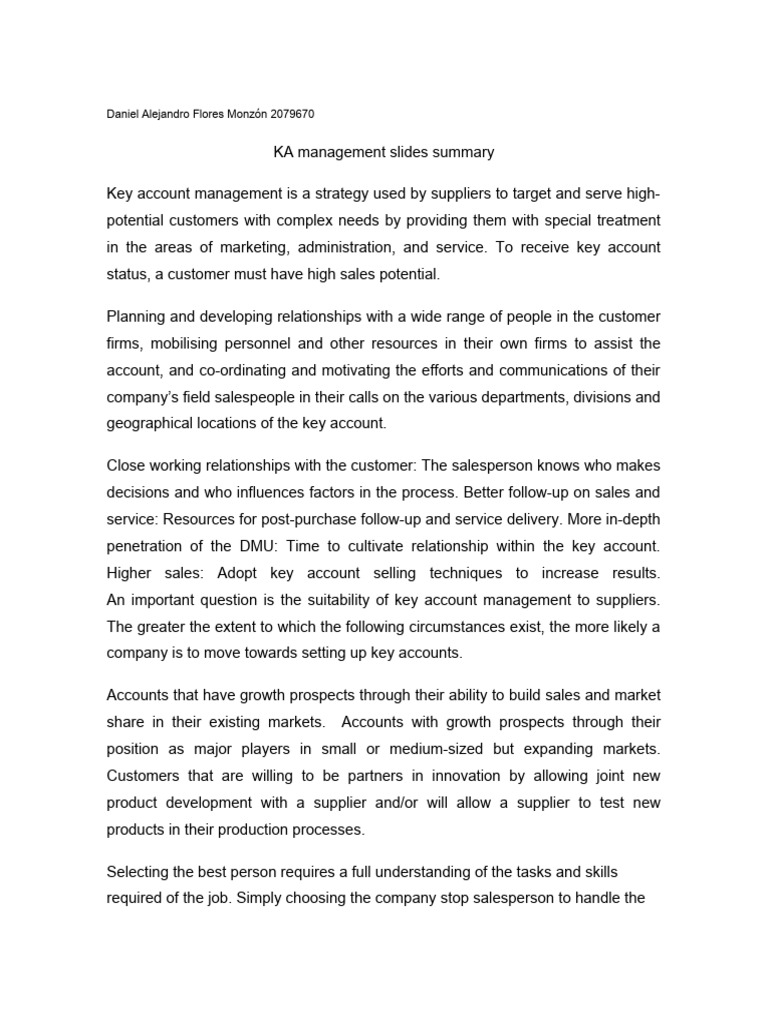 KA Management Slides Summary | PDF