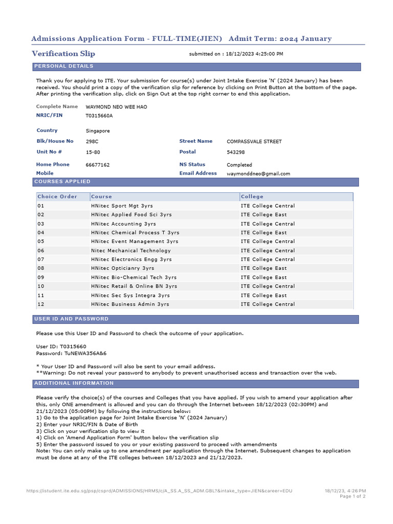 Admissions Application Form | PDF