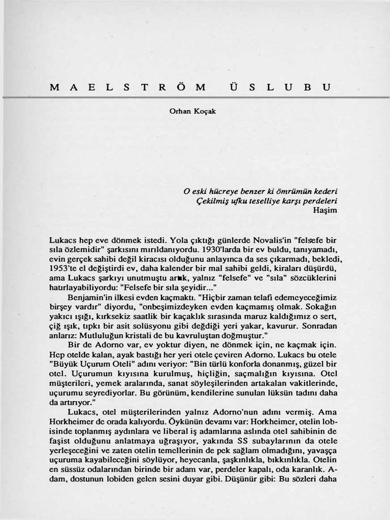 Maelström Üslubu - Orhan Koçak | PDF