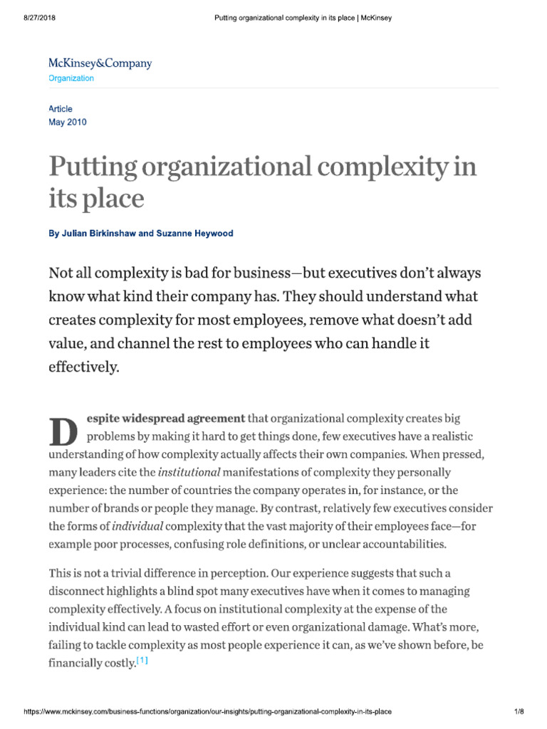 2. Putting organizational complexity in its place | PDF