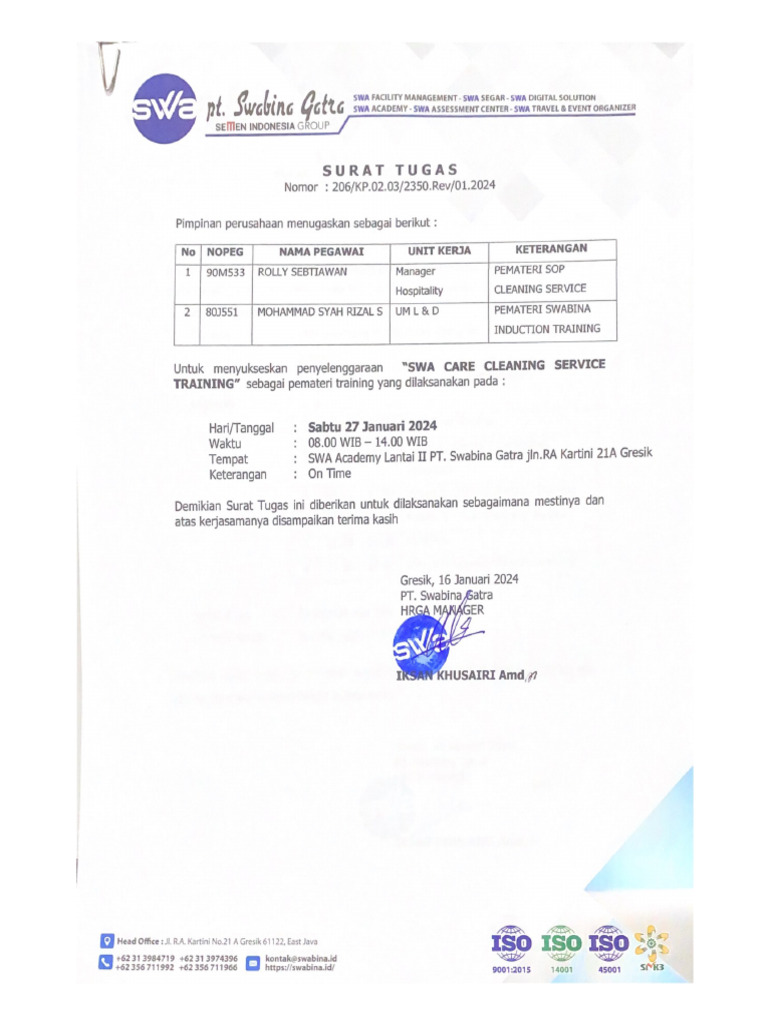 Swa Facility Management - Swa Segar - Swa Digital Solution | PDF