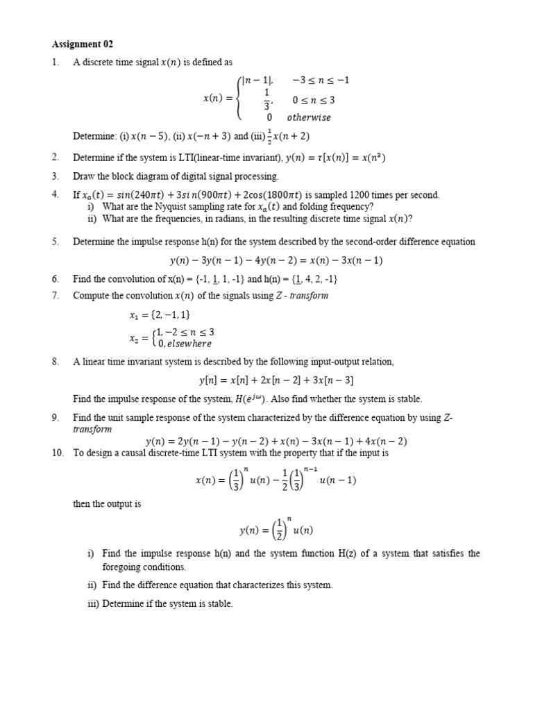 DSP Assignment02 | PDF