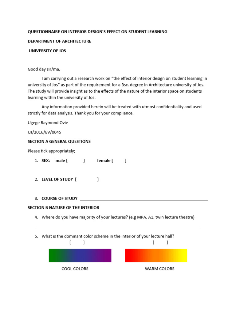 Project Questionnaire | PDF