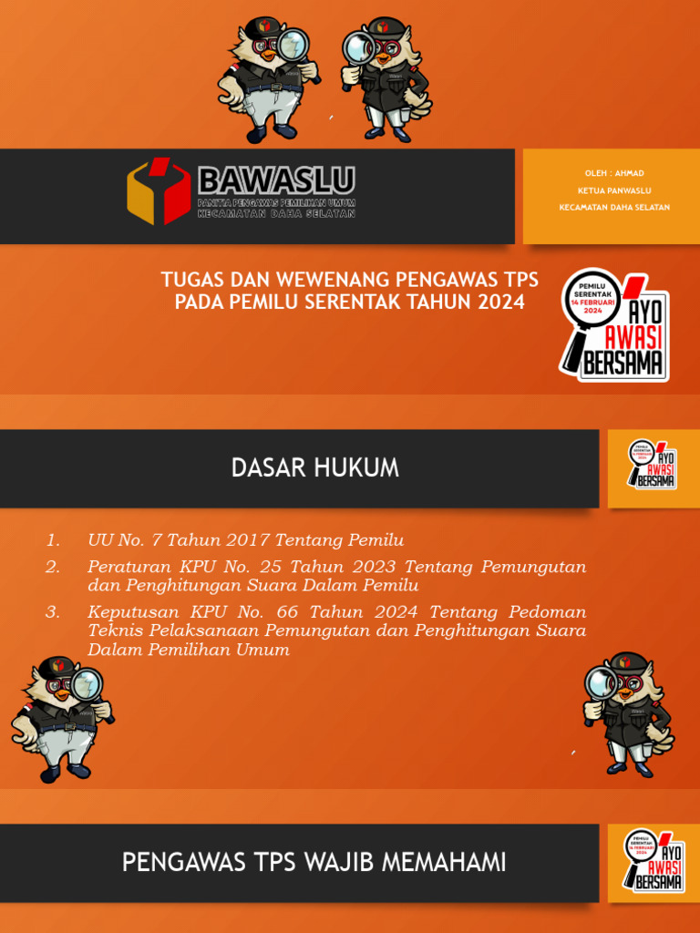 Tugas dan Wewenang Pengawas TPS 2024 | PDF | Hukum