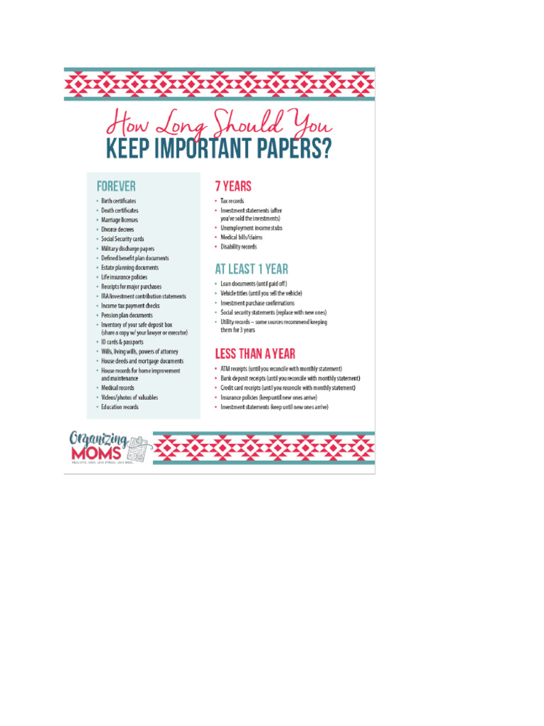How Long Should You Keep Important Papers | PDF