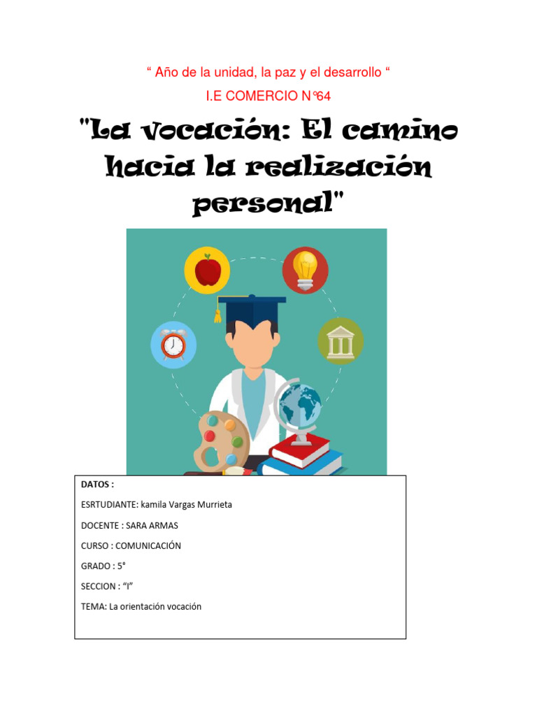 "La Vocación: El Camino Hacia La Realización Personal": " Año de La ...